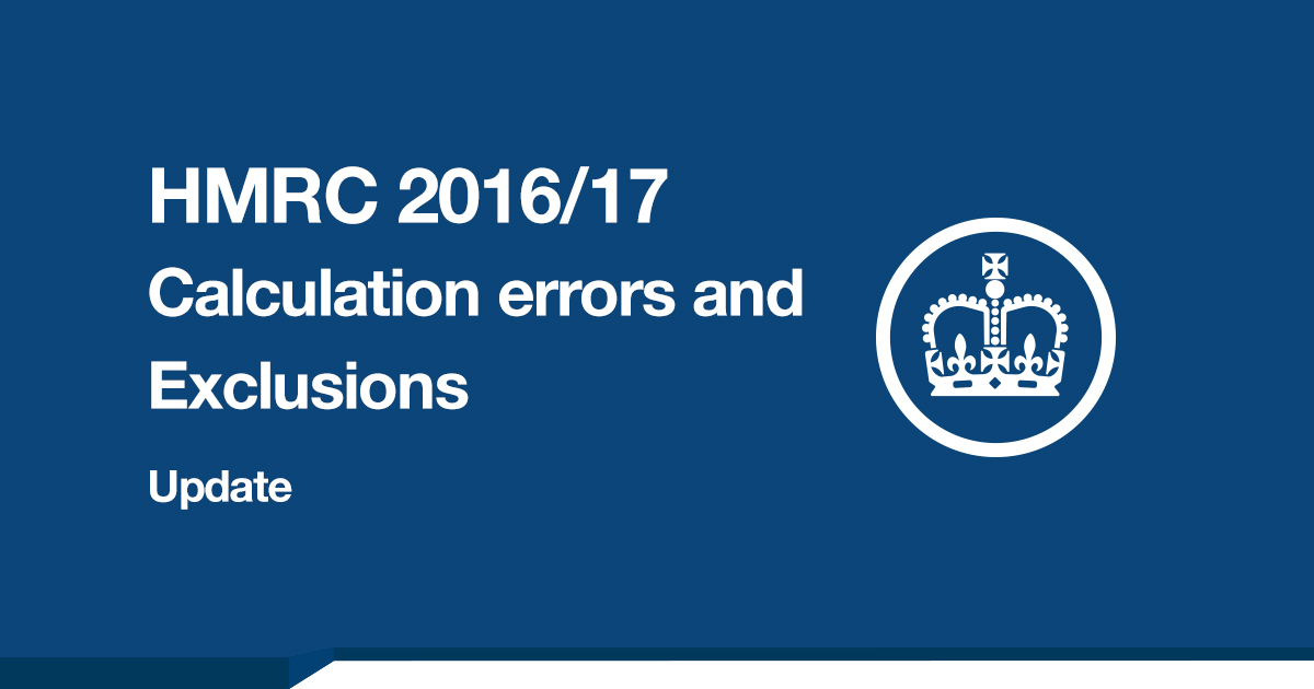 HMRC 2016/17 calculation errors and Exclusions - Update - TaxCalc